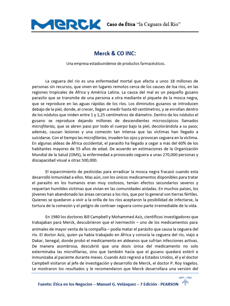 Negociacion Ética - Caso Merck | PDF | Medicamentos con receta | Industria farmacéutica