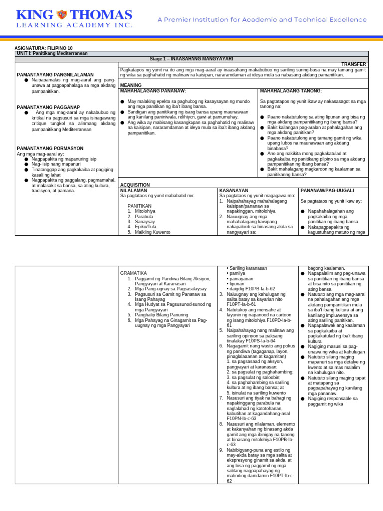 Lp-Filipino 10 | PDF