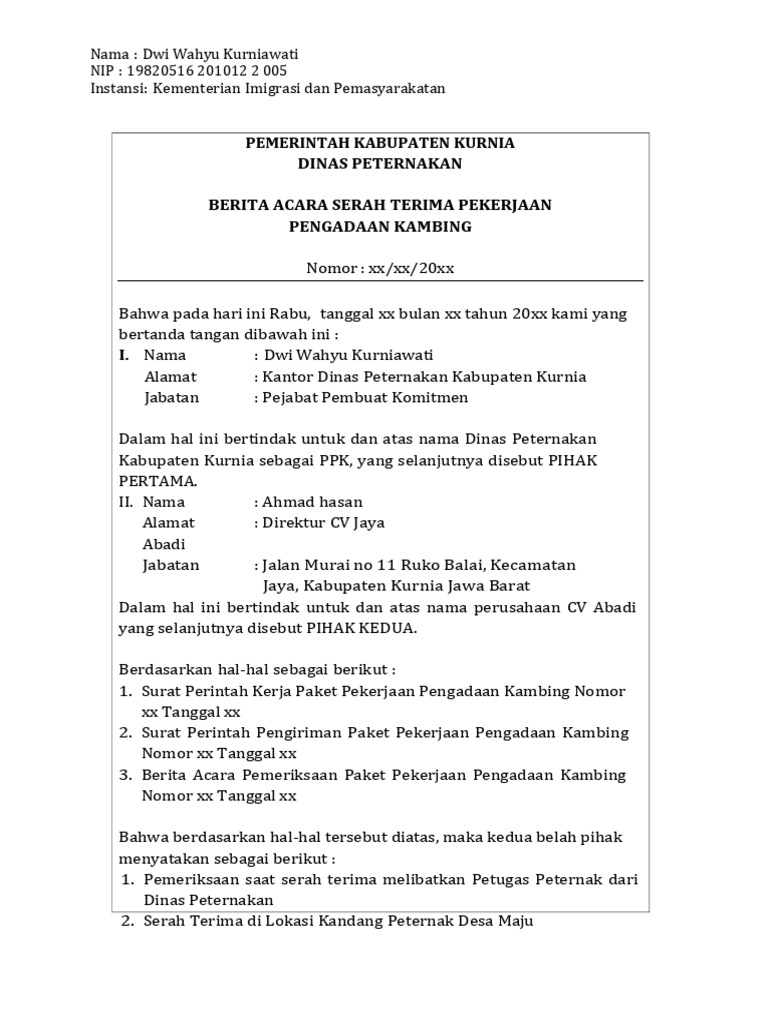 Form BAST Pengadaan Kambing | PDF