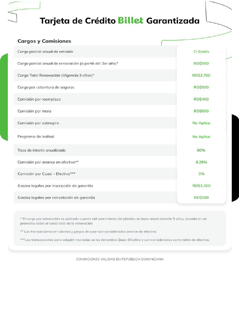 Tarifario Billet | PDF