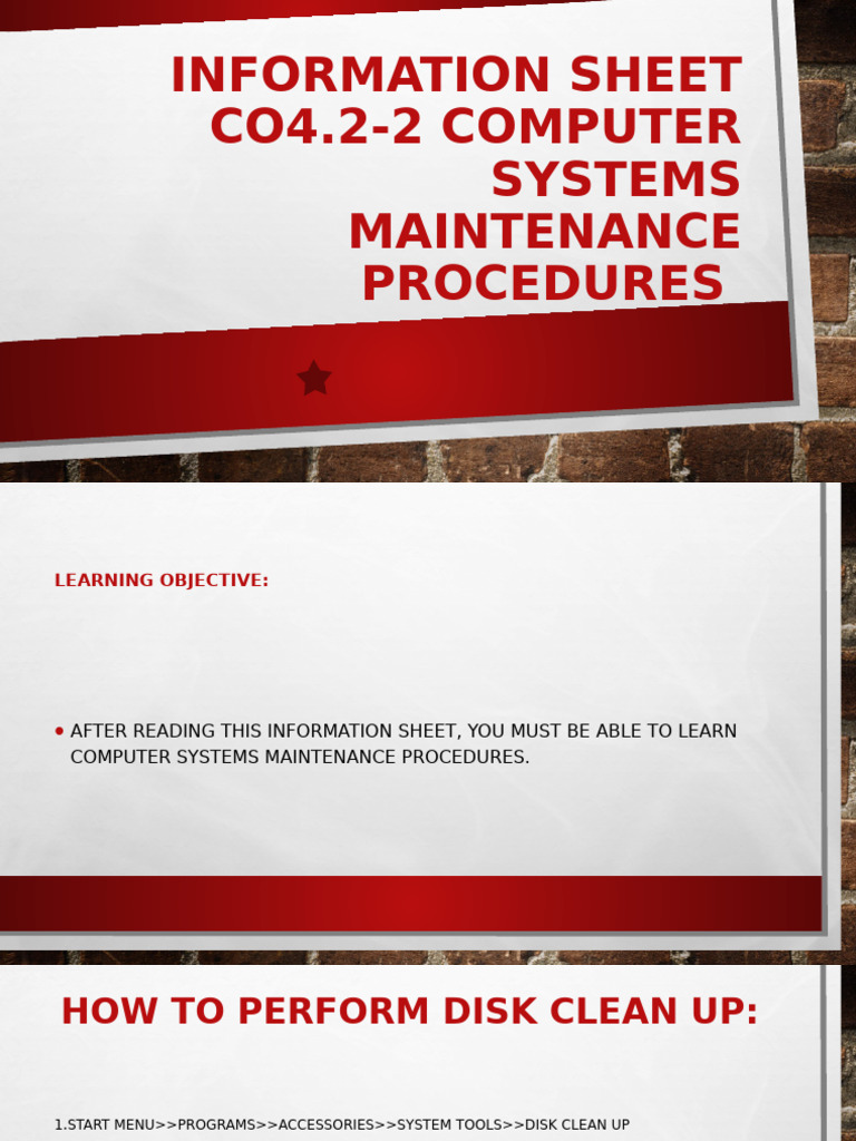 Co4.2-2 Computer Systems Maintenance Procedures | PDF | Computer Virus | Antivirus Software
