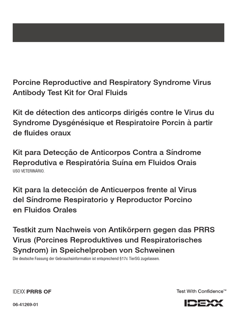 Protocolo PRRS - Oral - Fluids - IDEXX | PDF | Immunoassay