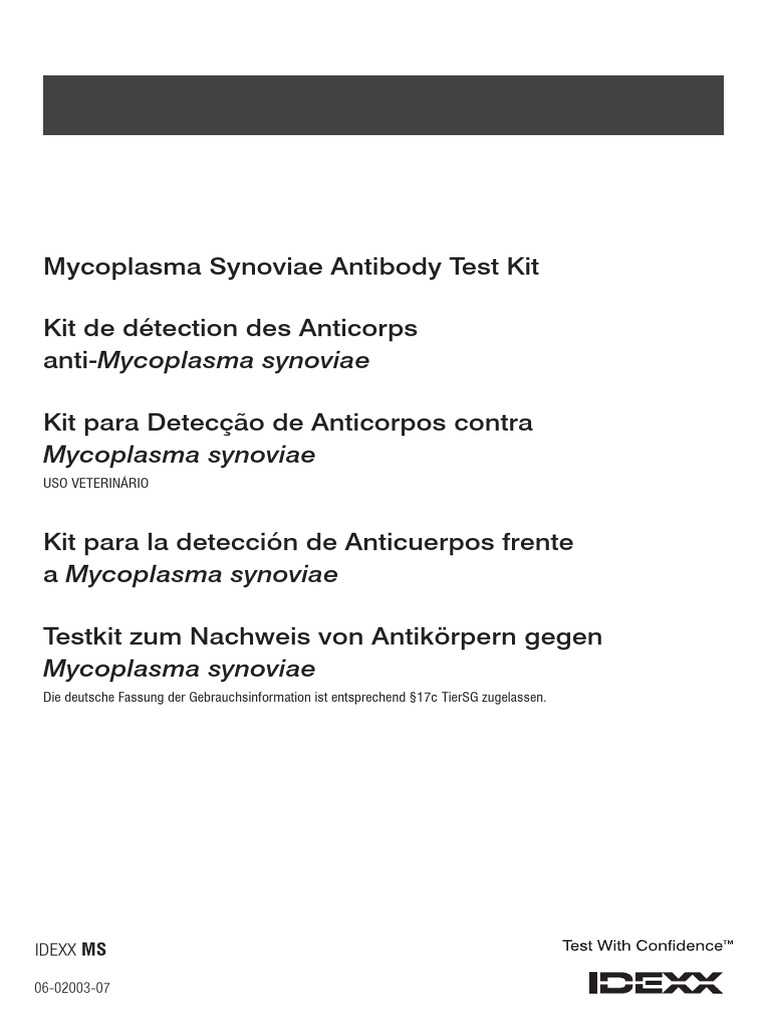 Protocolo Mycoplasma Synoviae - IDEXX | PDF | Elisa | Immunoassay