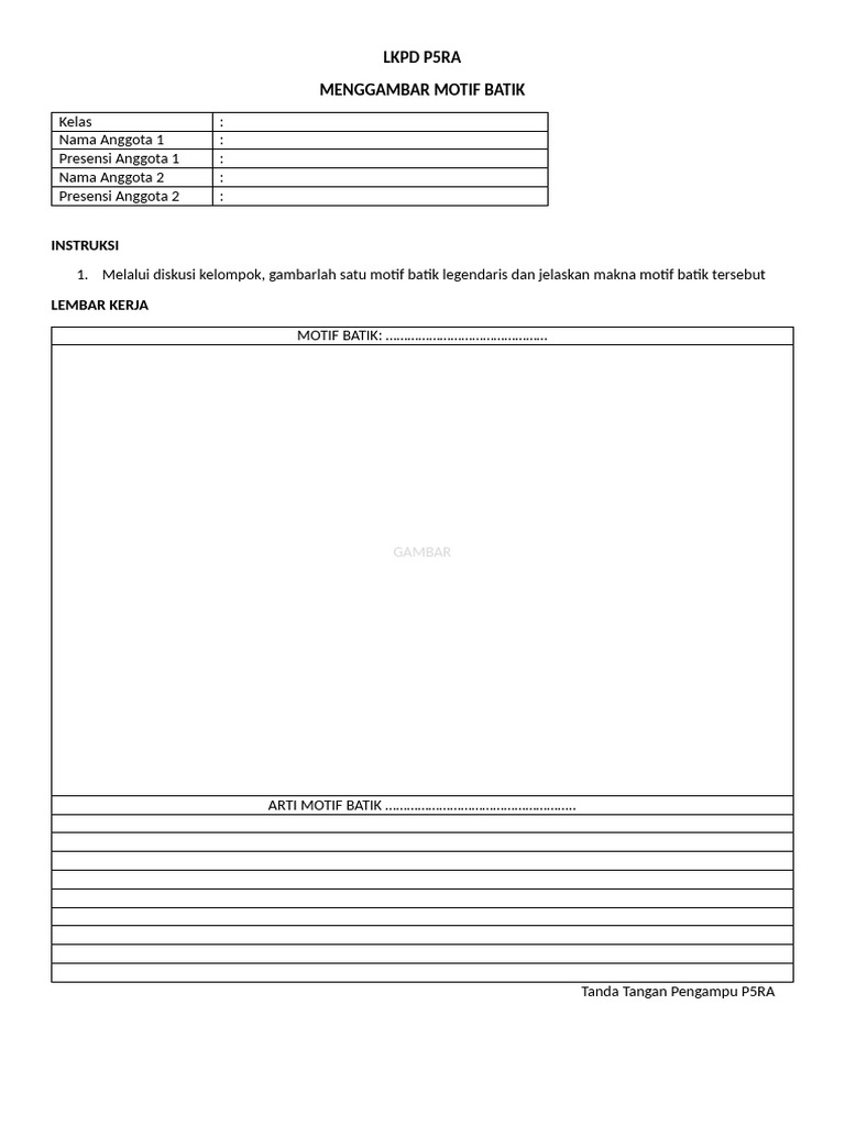 Lkpd p5ra Menggambar Motif Batik | PDF