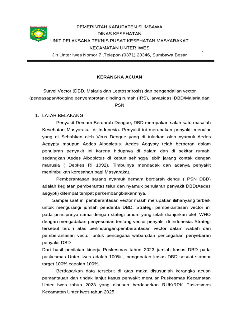 KAK Survei Vector DBD, Malaria | PDF