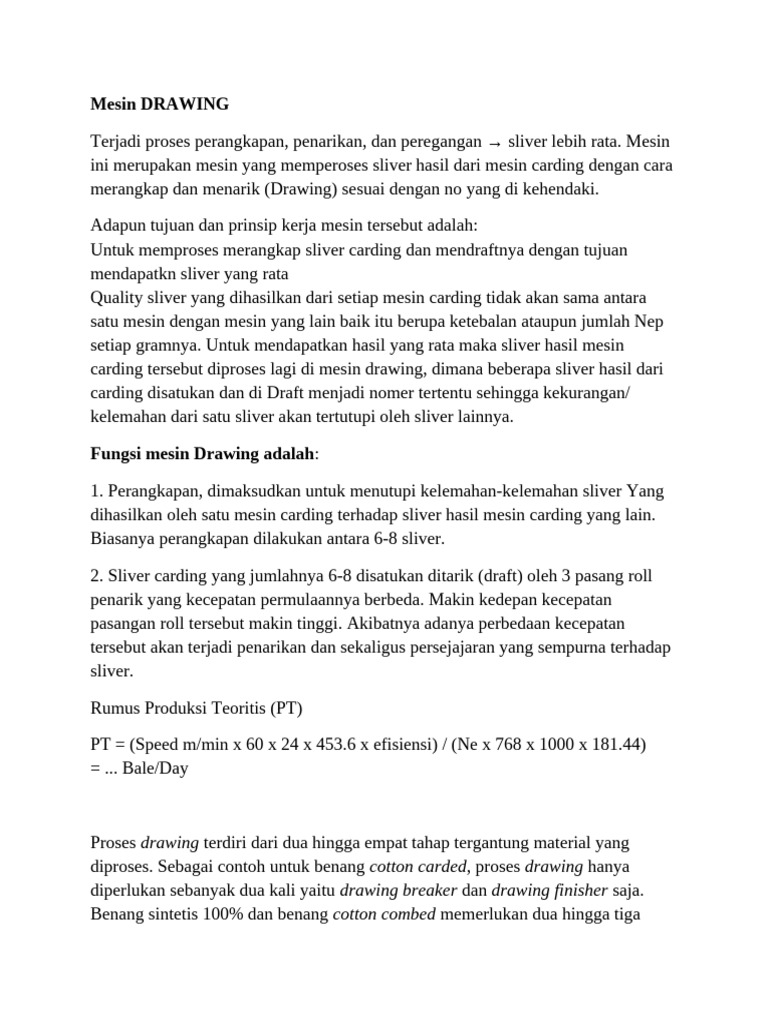 Fungsi dan Mekanisme Mesin Drawing | PDF
