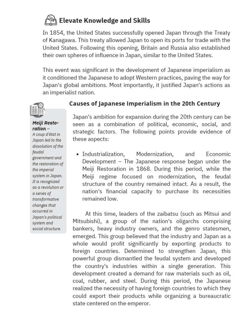 Lesson 8 The Emergence of Japanese Imperialism in the 20th Century ...