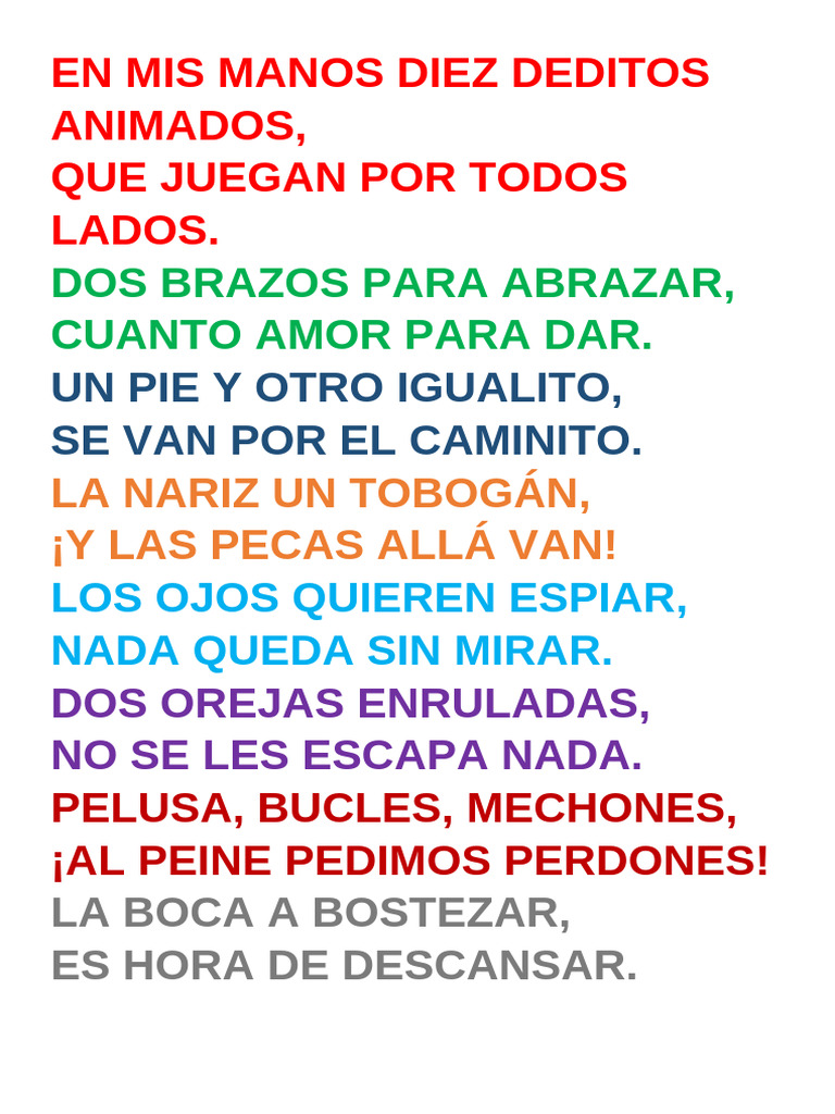 En Mis Manos Diez Deditos Animados | PDF