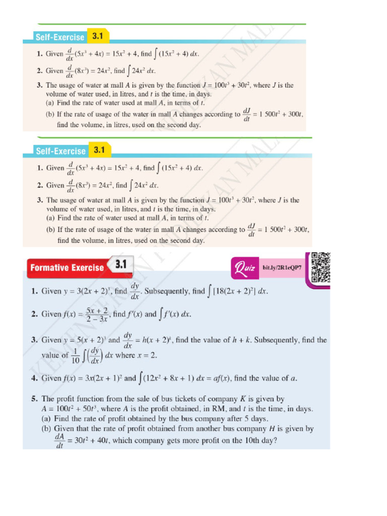 Addmath Bab 3 Integration exercise | PDF
