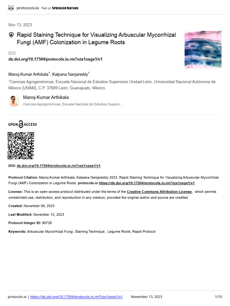 Rapid Staining Technique For Visualizing Arbuscula C4ueywte | PDF ...