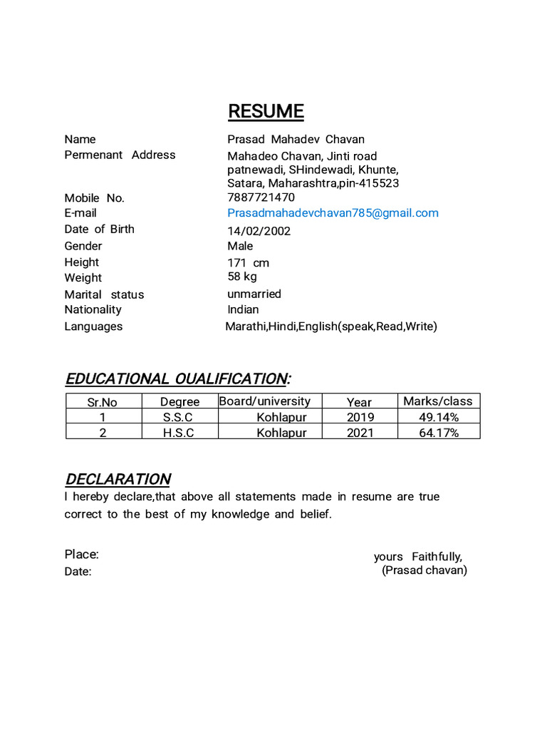Prasad Chavan Resume | PDF