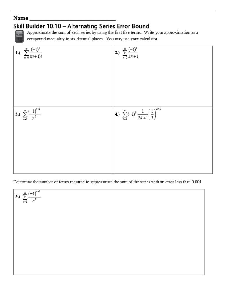 7 Topic 10.10 Alternating Series Error Bound Homework PDF | PDF ...