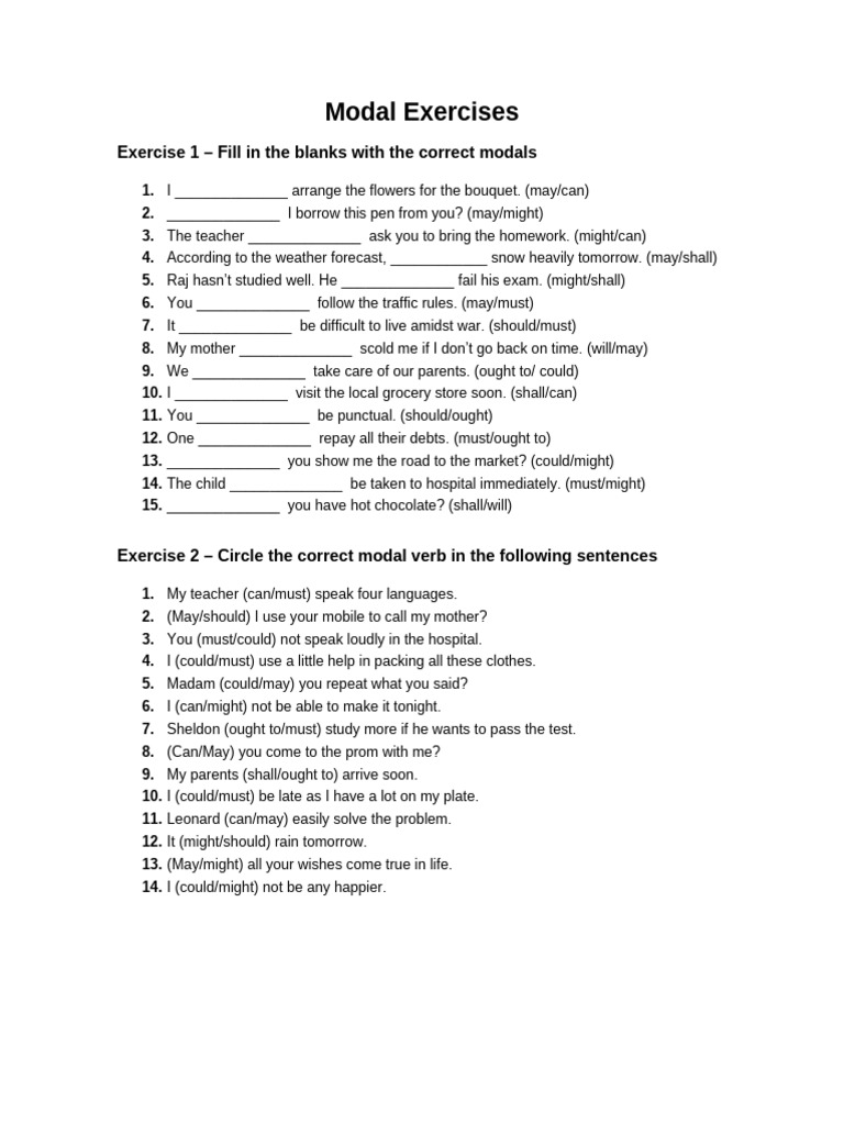 Modal Exercises | PDF