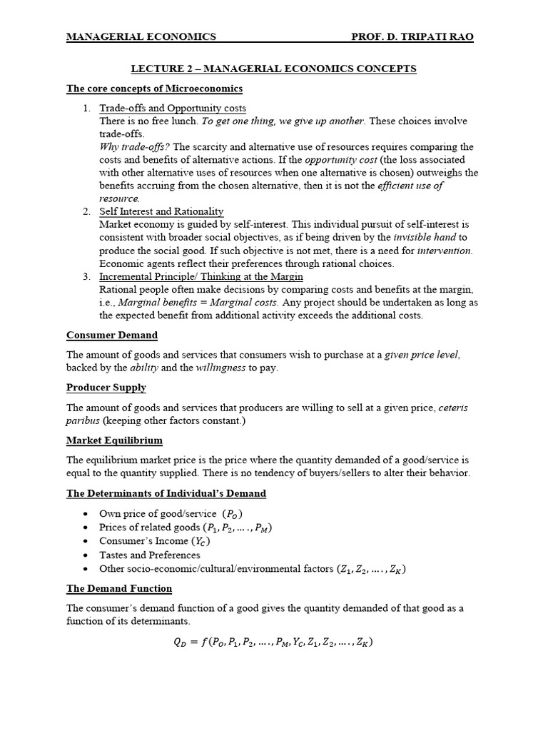Managerial Economic Concept | PDF | Demand | Economics