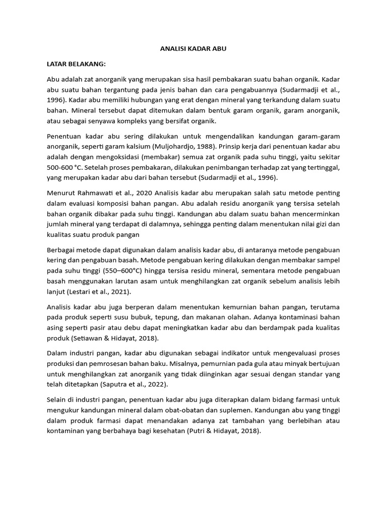 Analisi Kadar Abu | PDF