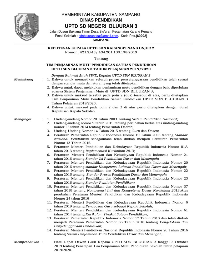 01. CONTOH SK-TPMPS | PDF