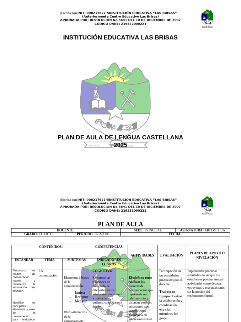 Plan Aula Castellano 2025 (4to y 5to) | PDF | Comunicación | Narración