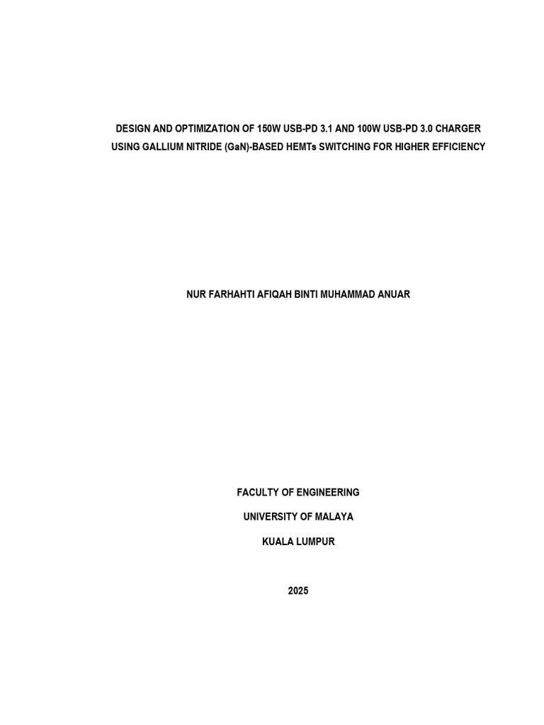 Gallium Nitride Based Hemts For Usb PD 3.0 100W and Usb PD 3.1 150W For Higher Efficiency ...