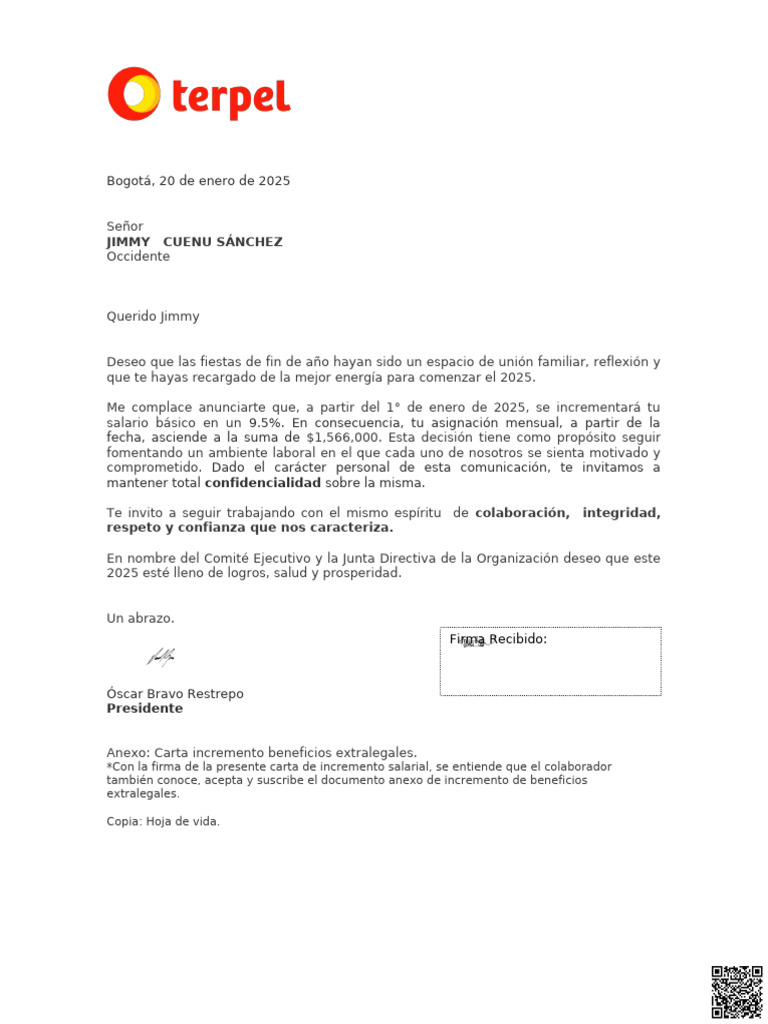 Carta Incremento | PDF
