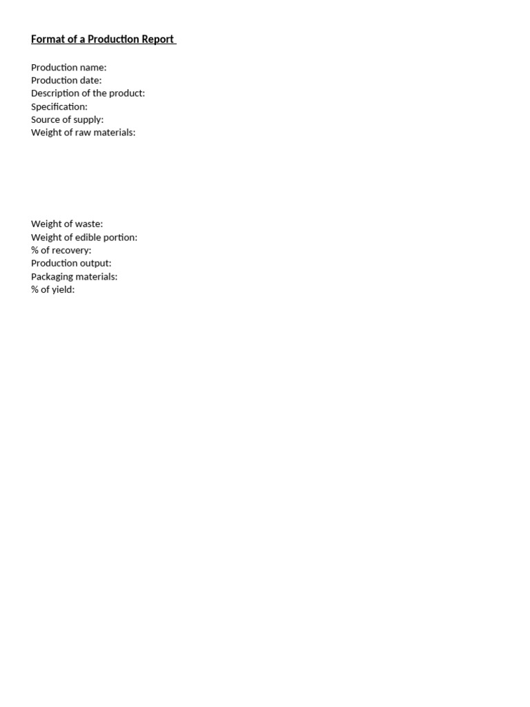 Production Report Format Template | PDF