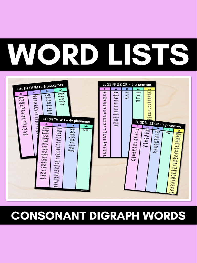 Consonant Digraph Word Lists | PDF