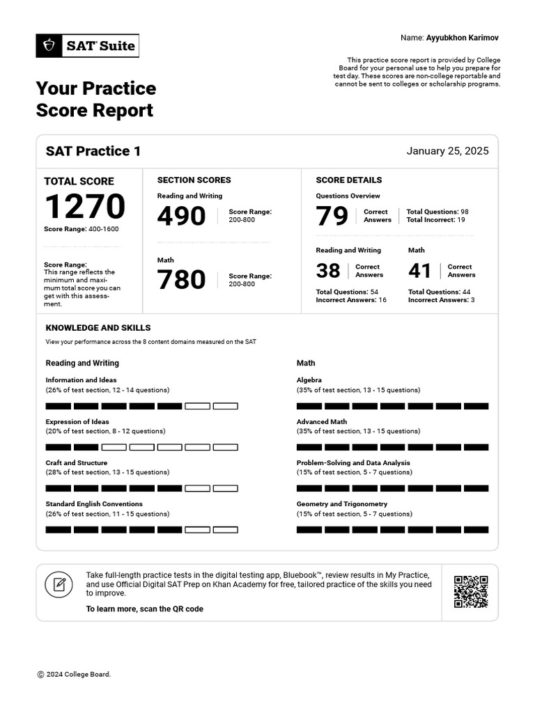 Akarimov Sat Practice 1 01252025 | PDF | Sat | Mathematics