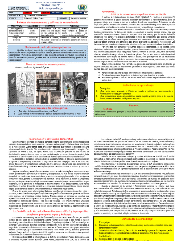 Guia 4 Unidad 7 DPCC 5° | PDF