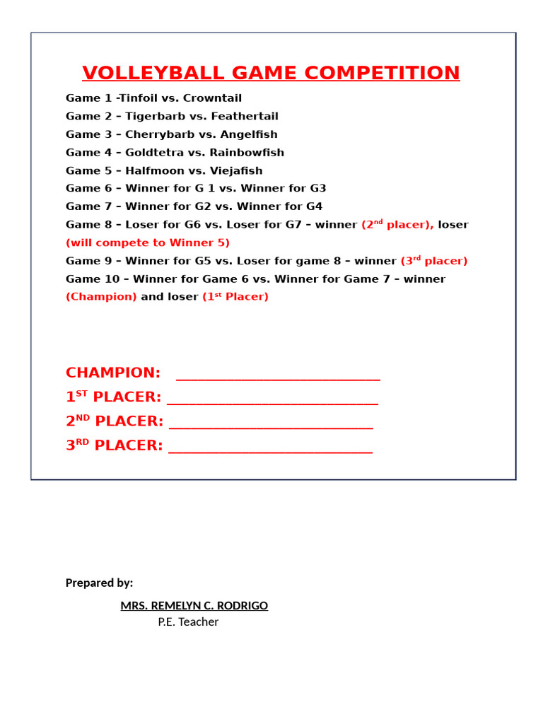 Volleyball Game Competition | PDF