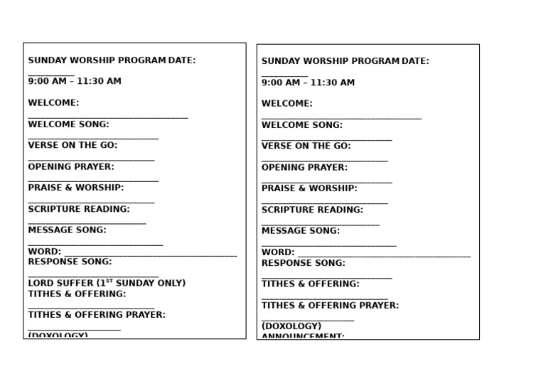 Sunday Program 10PCS | PDF