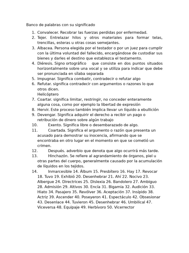 Banco de Palabras Con Su Significado | PDF