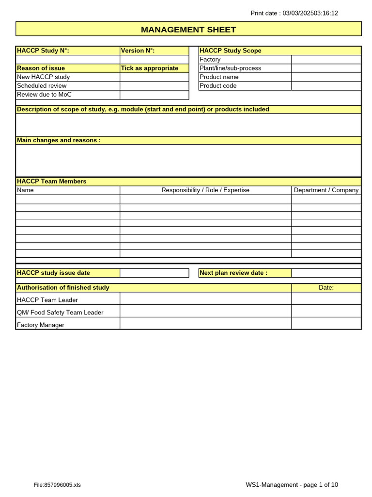 Annex2 - HACCP Worksheets 1 | PDF | Hazards | Verification And Validation