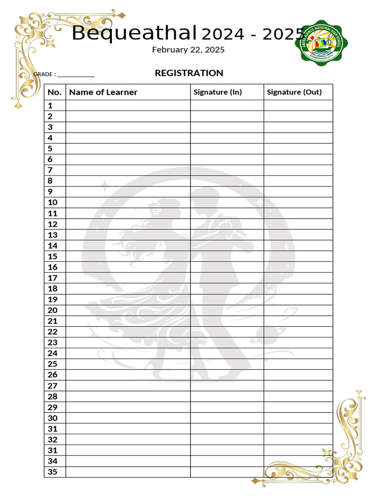 attendance for Bequeathal-2024 | PDF