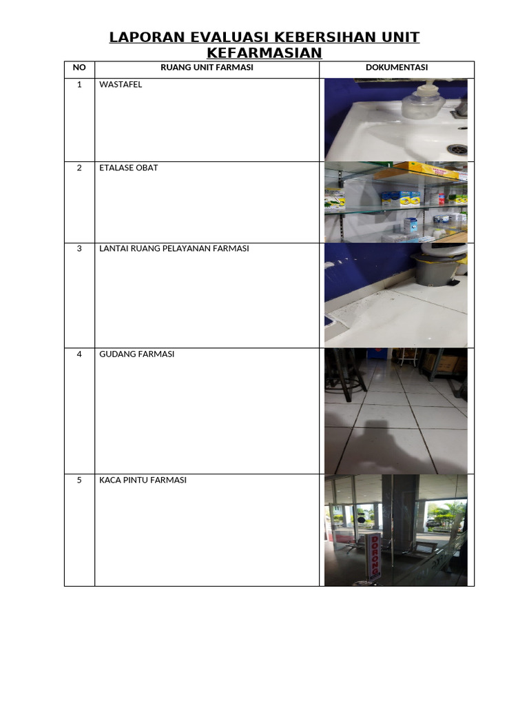 LAPORAN KEBERSIHAN RUANGAN | PDF