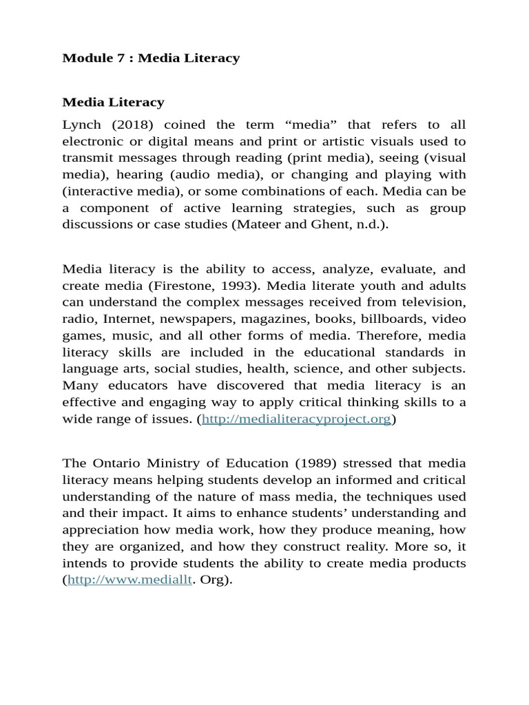 PCK 6 Module 7 Media Literacy | PDF | Mass Media | Social Media