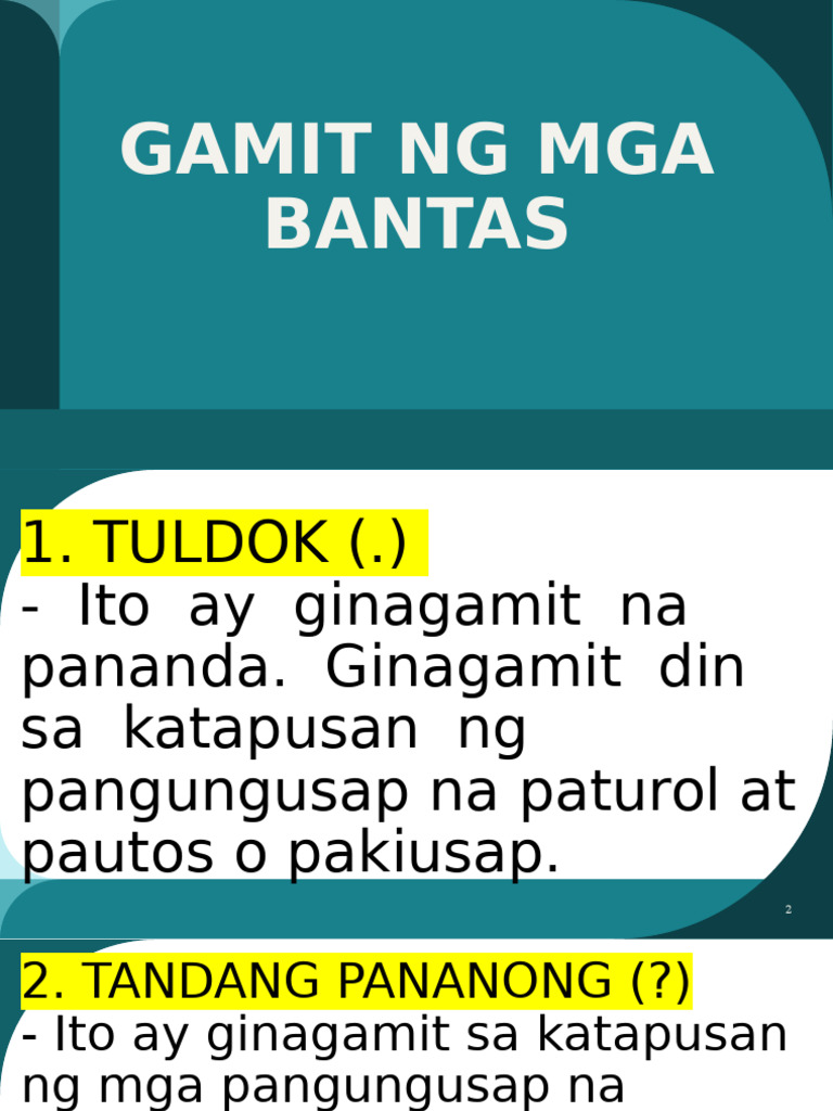 mga gamit ng bantas | PDF