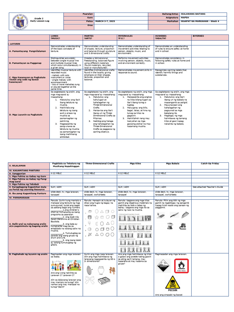 Q4-WEEK4-DLL-MAPEH 2 | PDF