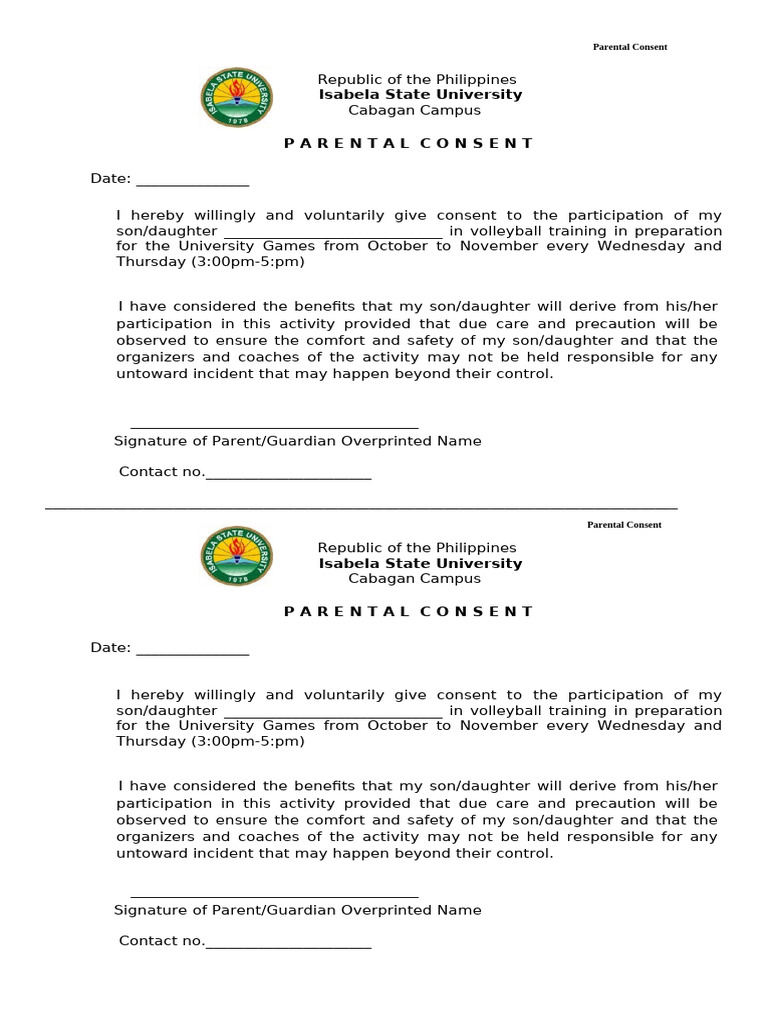 Parental Concent | PDF