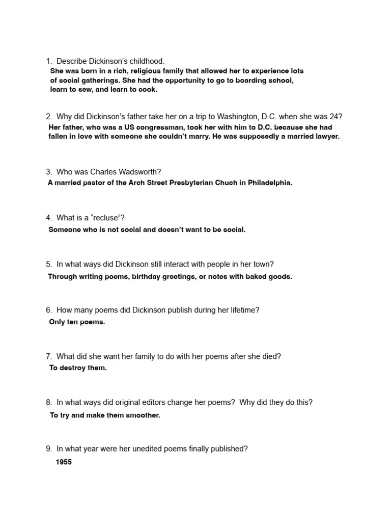 Emily Dickinson: Life, Poetry, and Legacy | PDF