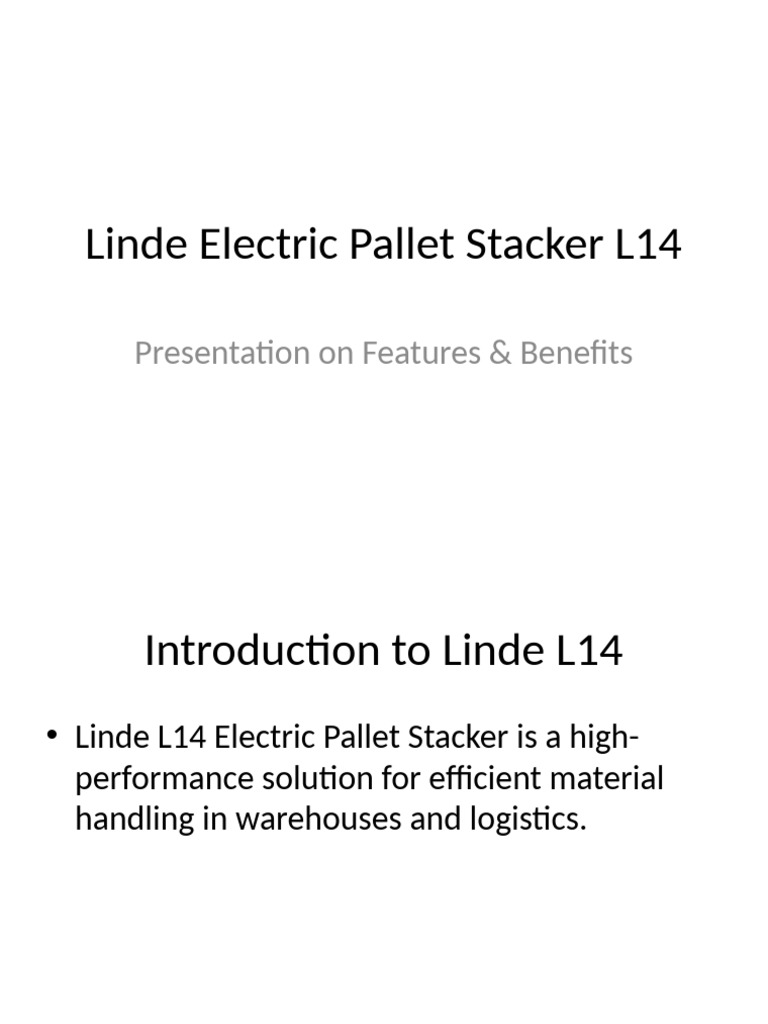 Linde L14 Presentation | PDF