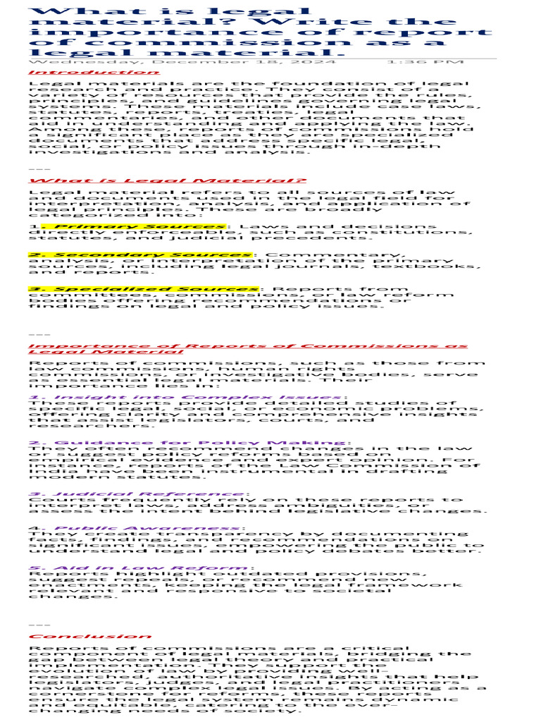 What Is Legal Material Write TH | PDF