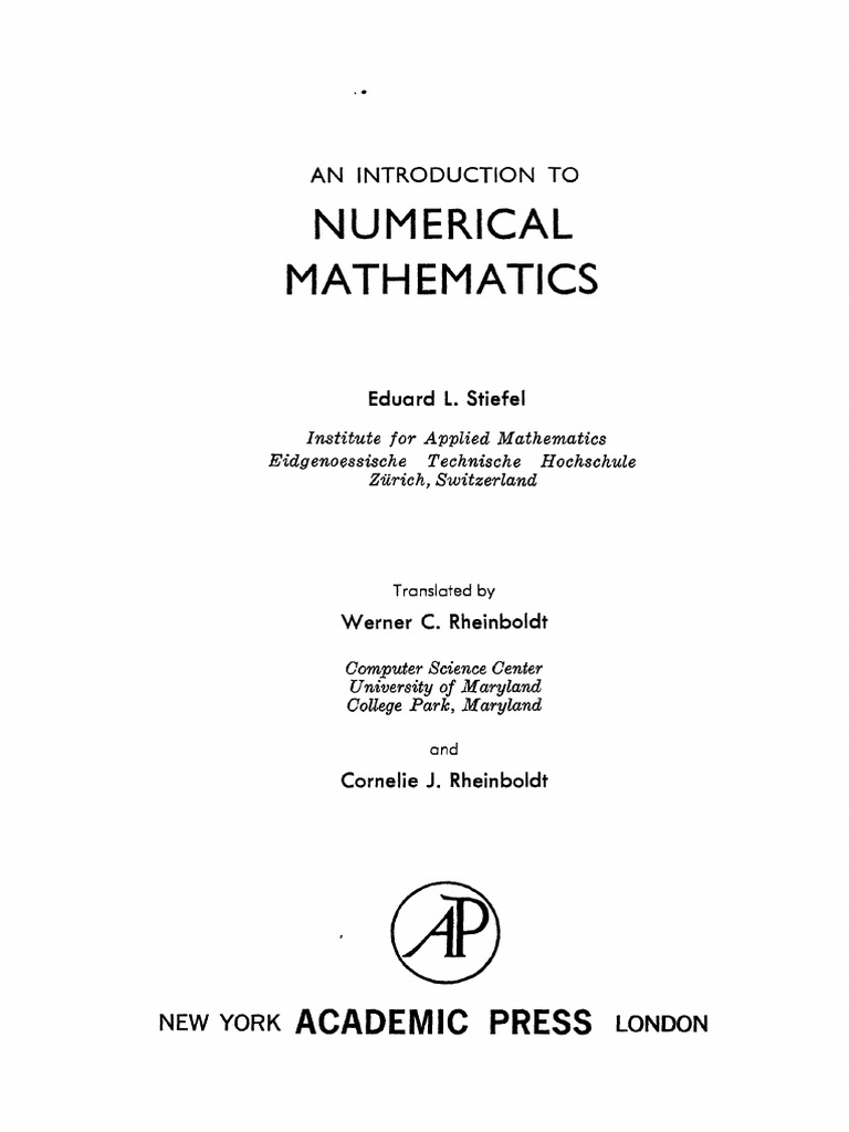 An Introduction To Numerical Mathematics (Stiefel E.L.) 1963 | PDF