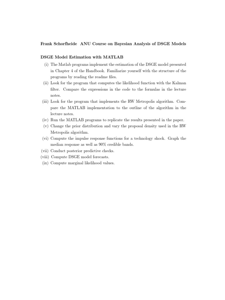 Exercise DSGE Estimation | PDF