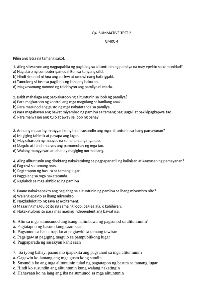 Q4 Summative 2 | PDF