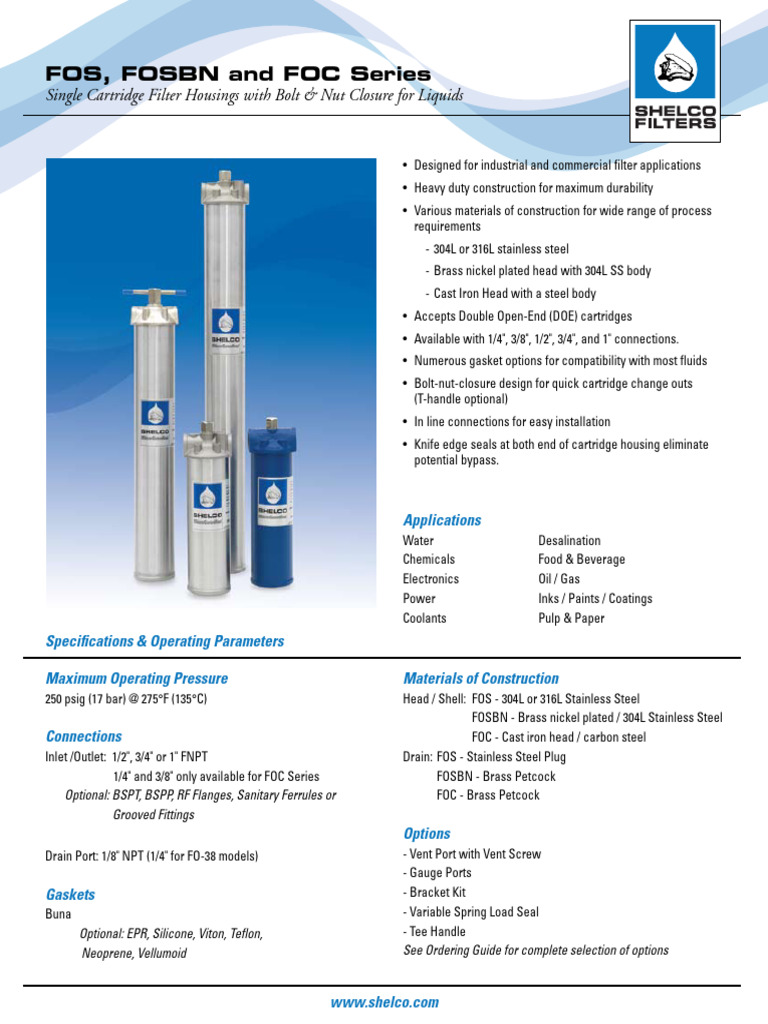 Industrial Single Cartridge Filter Housings | PDF | Materials ...