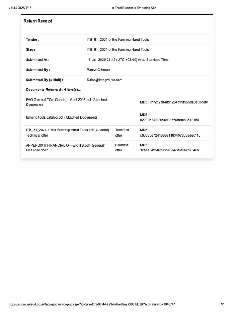 In-Tend Electronic Tendering Site | PDF