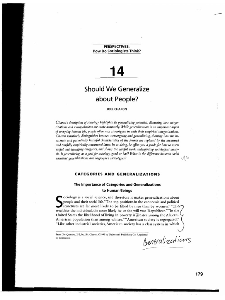 Generalizing and Stereotypes Joel Charon | PDF