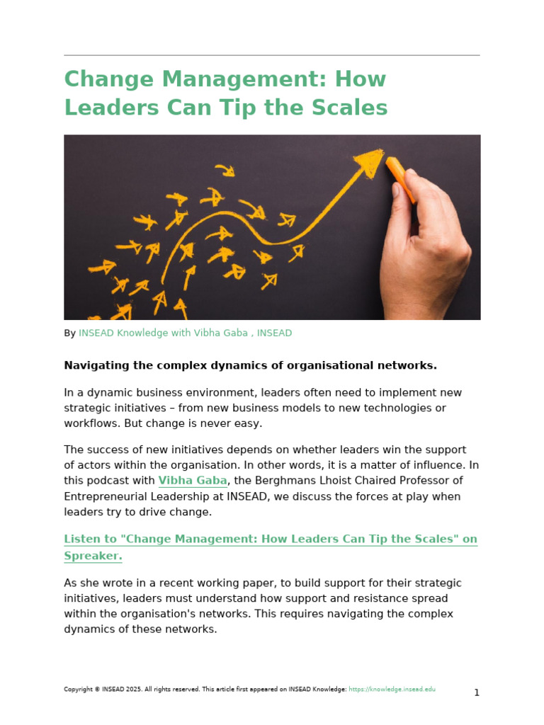 Change Management How Leaders Can Tip The Scales | PDF | Change ...