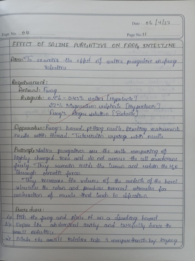 effect of saline purgative on frog intestine | PDF