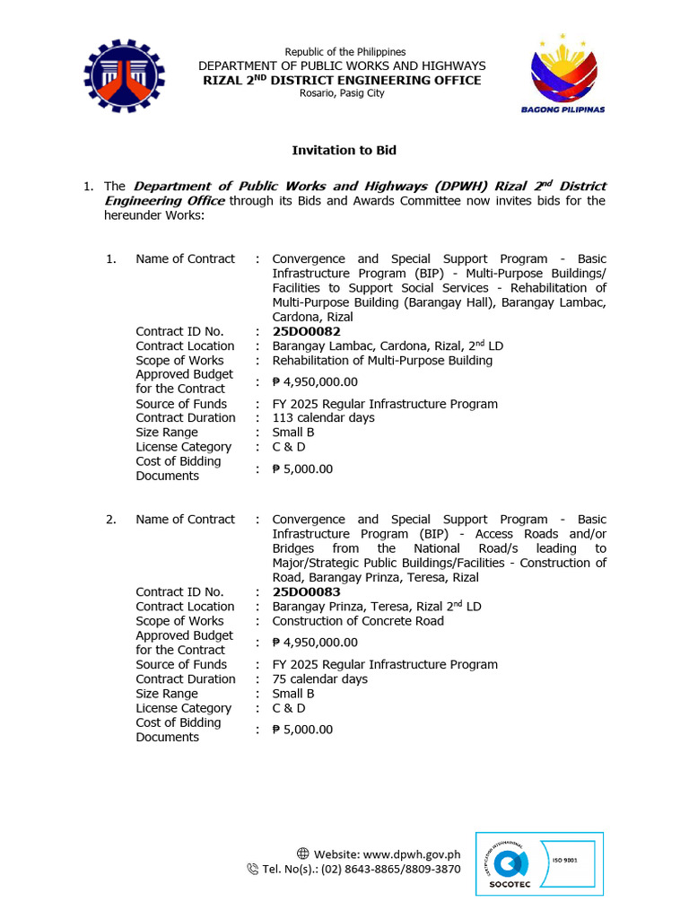 Public Works Bidding Invitation | PDF
