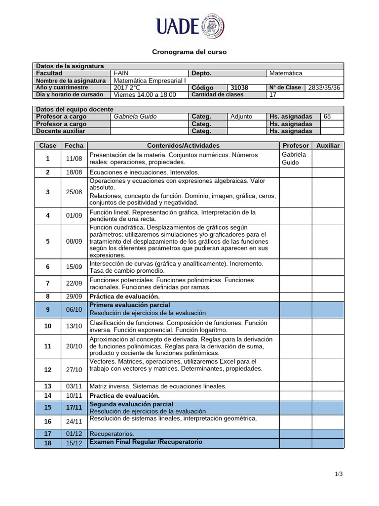 2017 07 31 115900-Cronograma ME I 2C 2017 Viernes | PDF | Ecuaciones ...